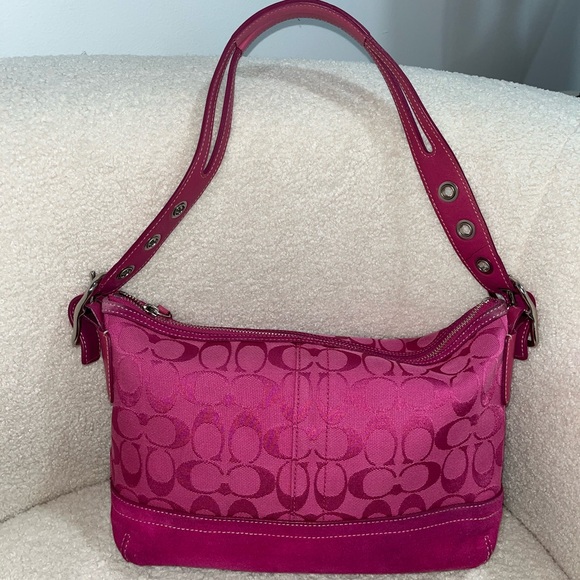 Coach | Bags | Coach Pink Y2k Signature Jacquard Shoulder Hobo Bag 9363 ...